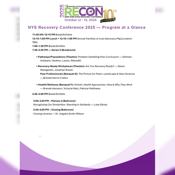 2025 NYS Recovery Conference - Friends of Recovery - New York